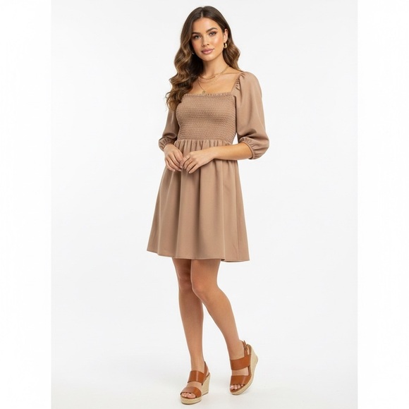 Bar III | Dresses | Bar Iii Womens Smocked Offtheshoulder Mini Puff ...